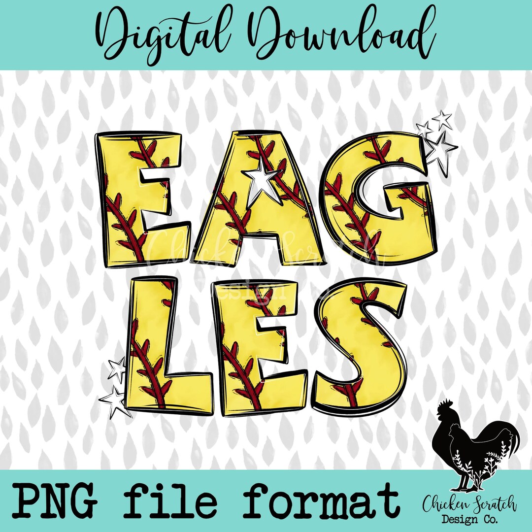 Eagles Softball Team School Spirit Mascot Sublimation DTF PNG Digital ...
