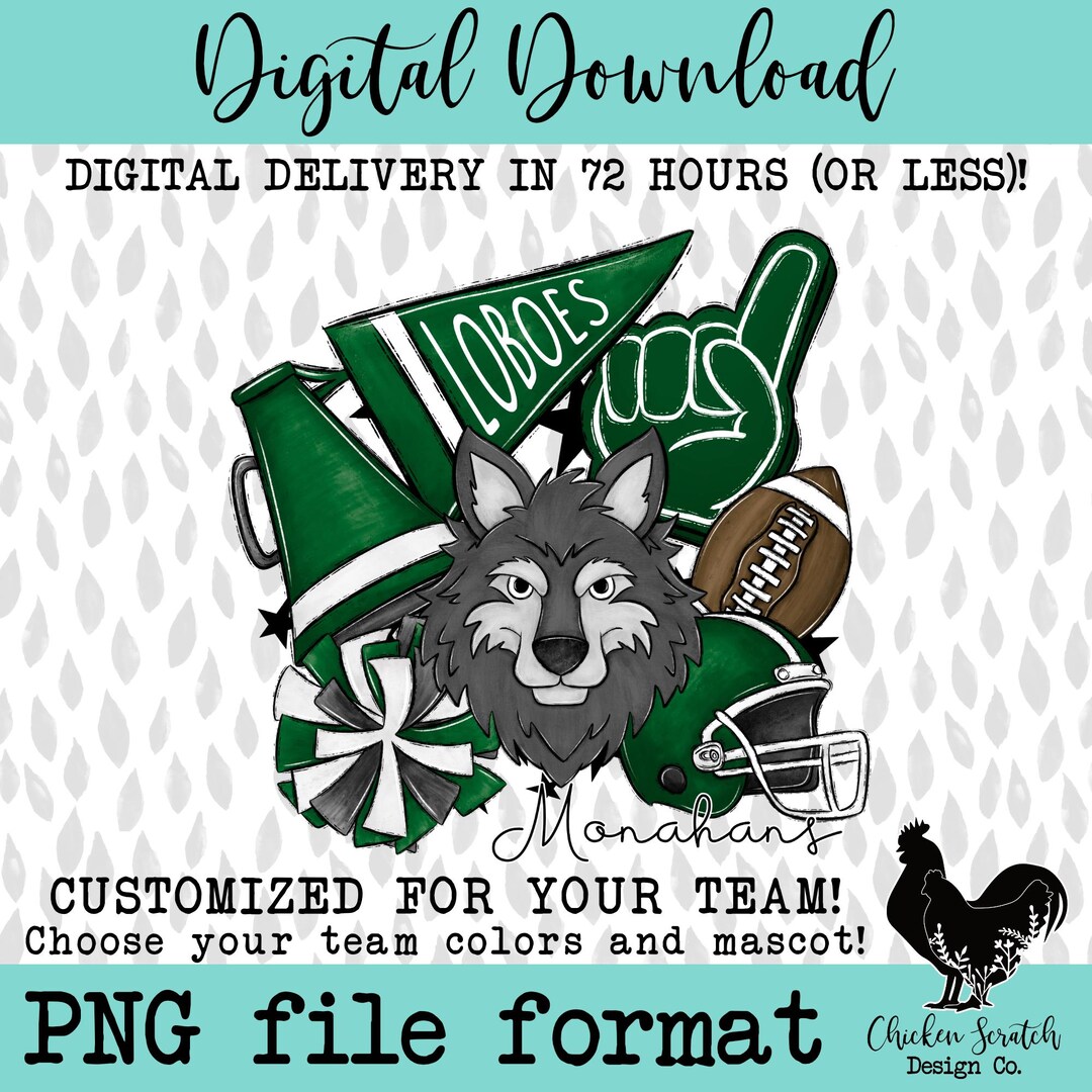 Custom Football Team School Spirit Mascot Sublimation DTF PNG Digital ...