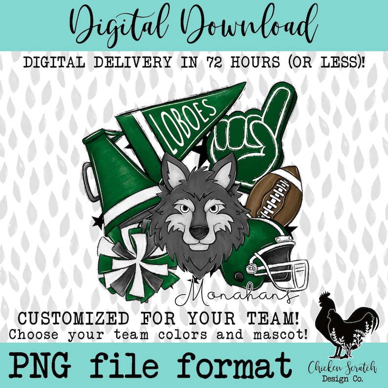 Custom Football Team School Spirit Mascot Sublimation DTF PNG Digital ...