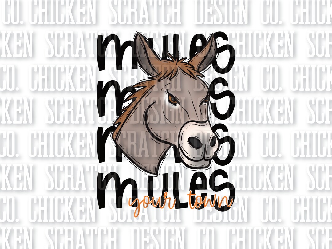 CUSTOM Mules Town Mascot School Spirit Sublimation DTF PNG Digital ...