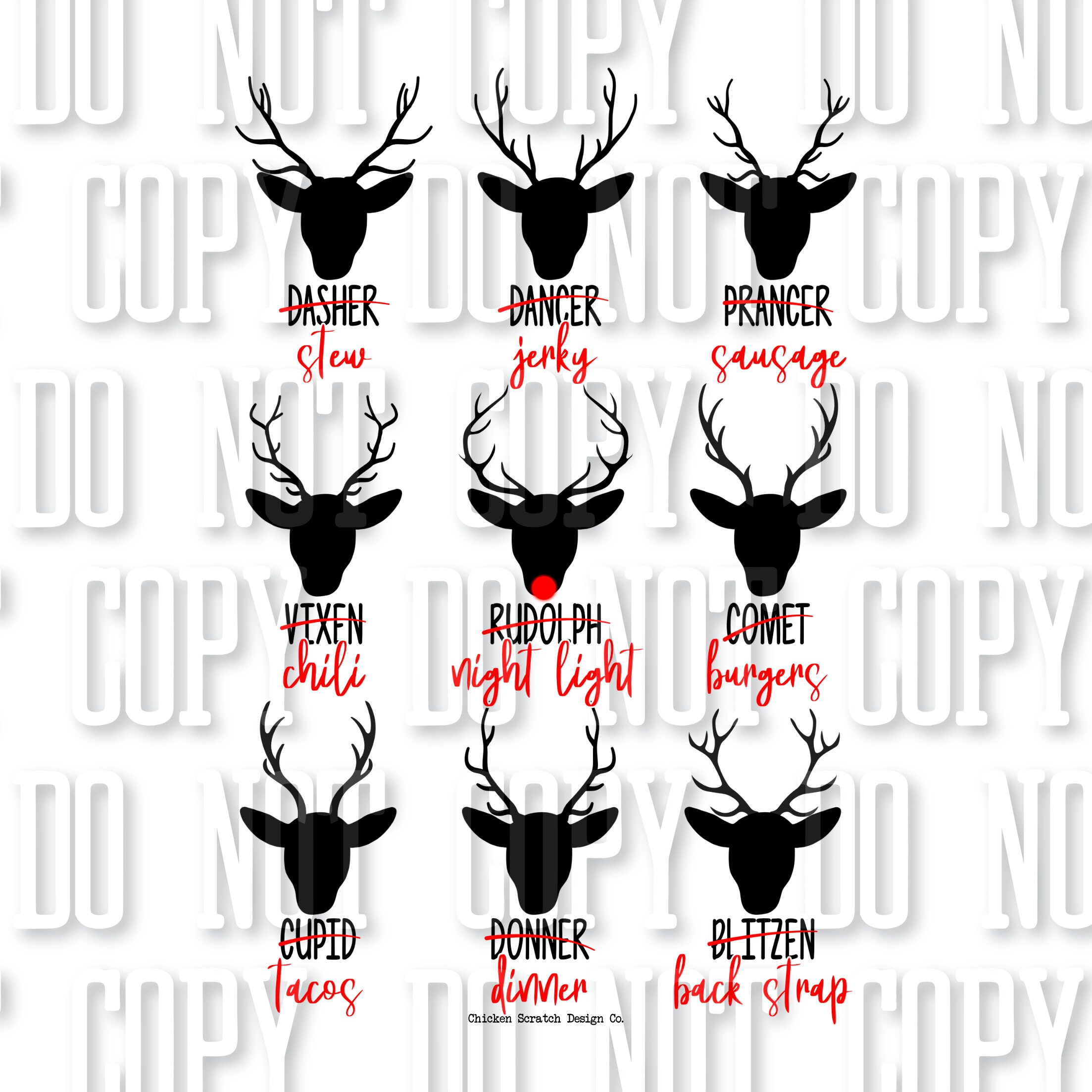 Santa's Reindeer PNG Hunting Backstrap Chili Venison Stew Jerky Funny ...