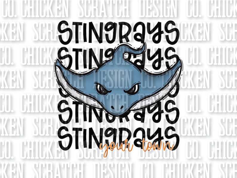 CUSTOM Stingrays Town Mascot School Spirit Sublimation DTF PNG Digital ...