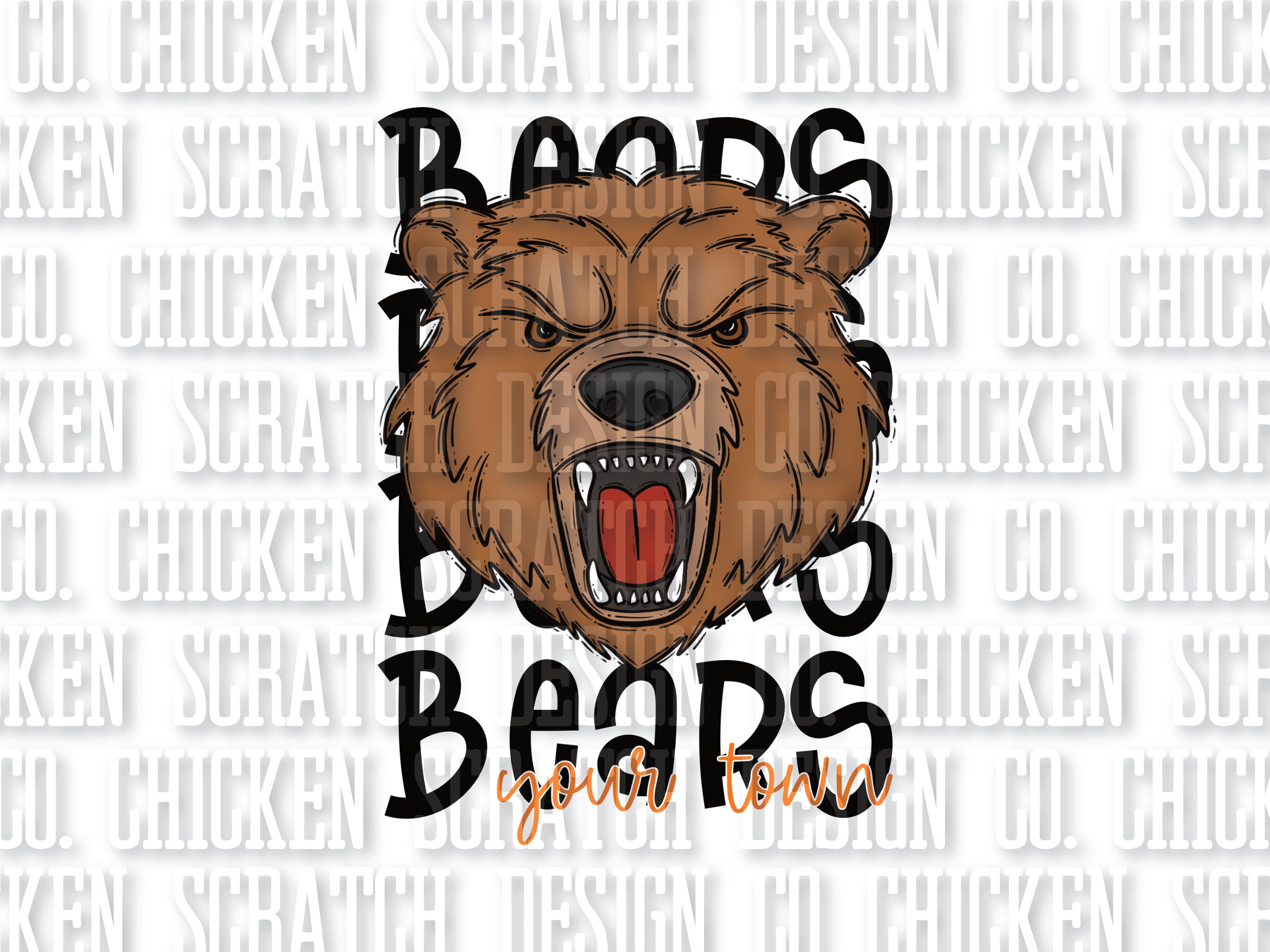 CUSTOM Bears Town Mascot School Spirit Sublimation DTF PNG Digital ...