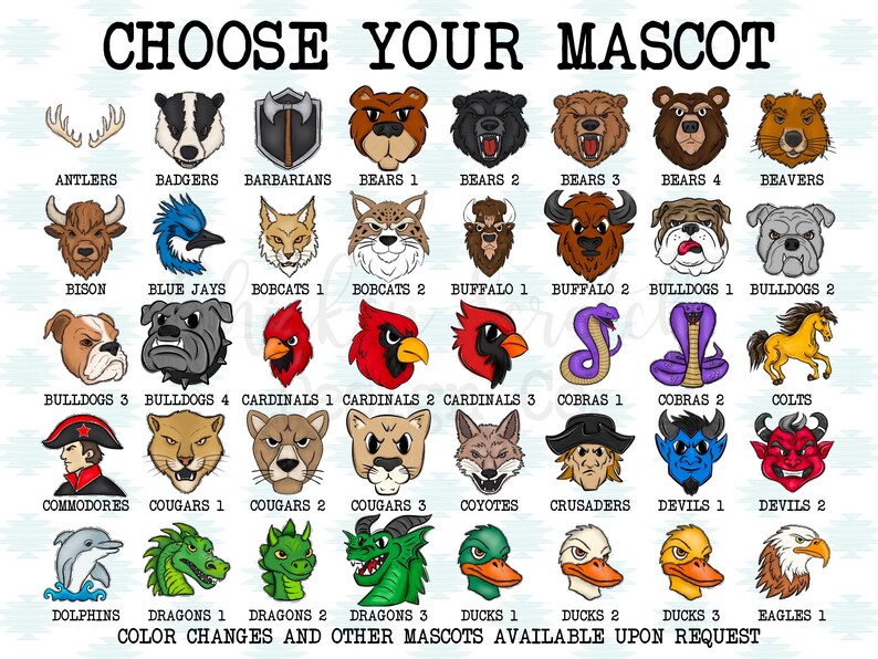 Custom School Spirit Mascot Sublimation DTF PNG Digital Download Design ...