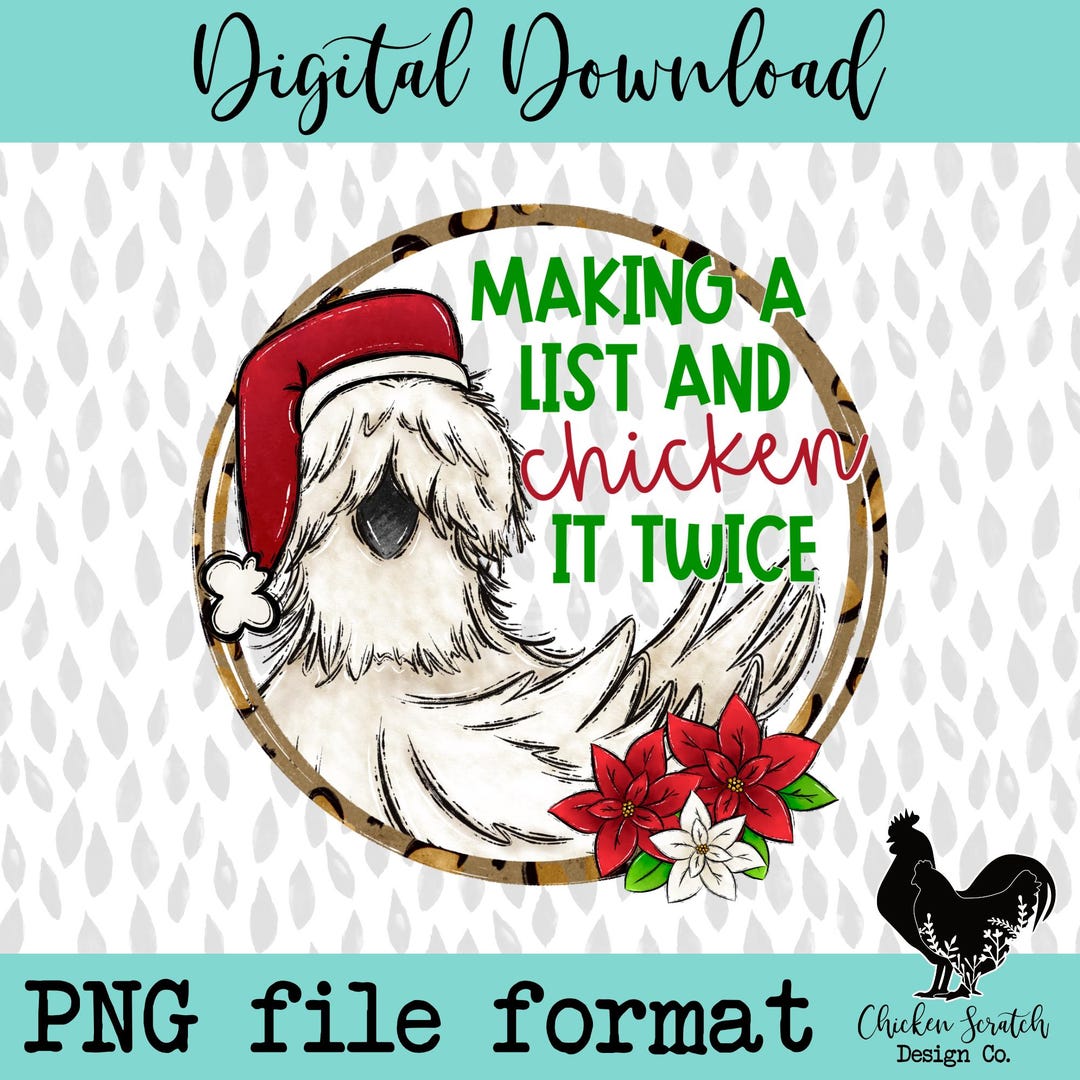 Making a List and Chicken It Twice Funny Chicken Santa Sublimation DTF ...
