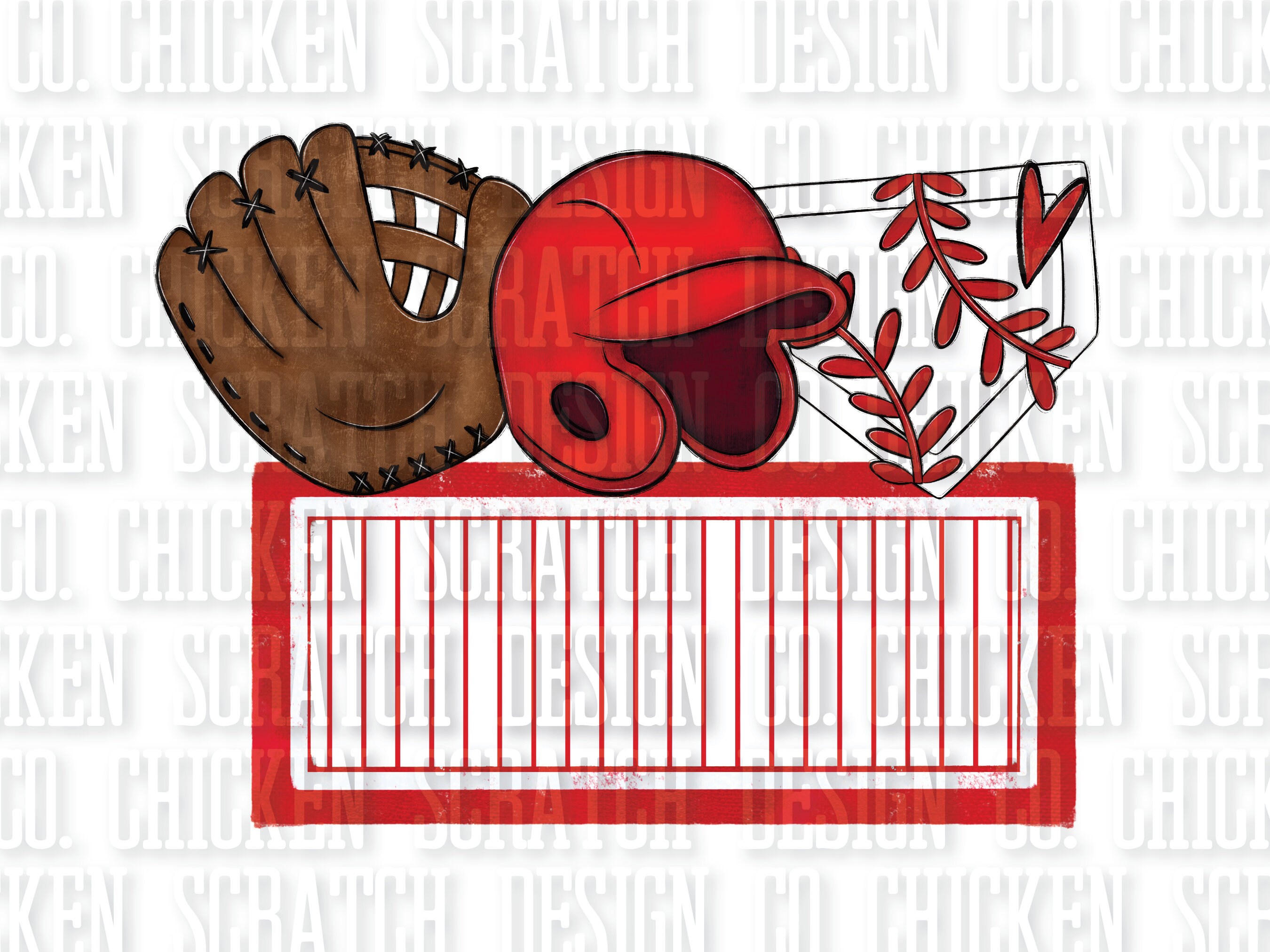Red Baseball Name Plate Sublimation PNG Baseball Trio Name Border Cute ...