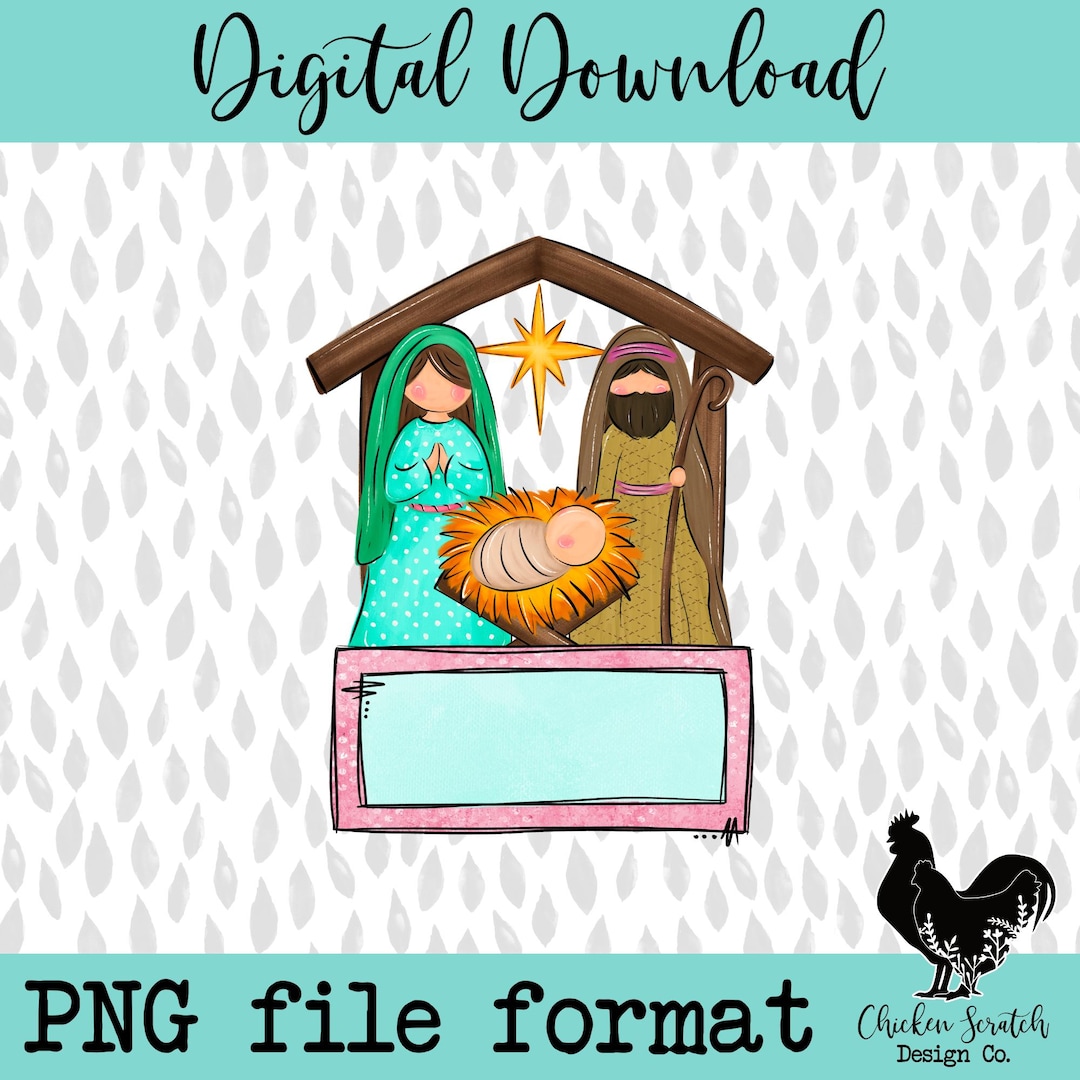 Nativity Name Plate Sublimation PNG Christmas Trio Name Border Cute ...