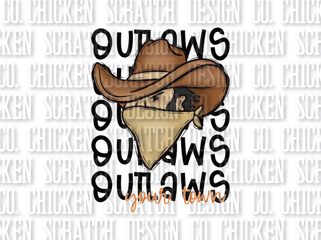 CUSTOM Outlaws Town Mascot School Spirit Sublimation DTF PNG Digital ...