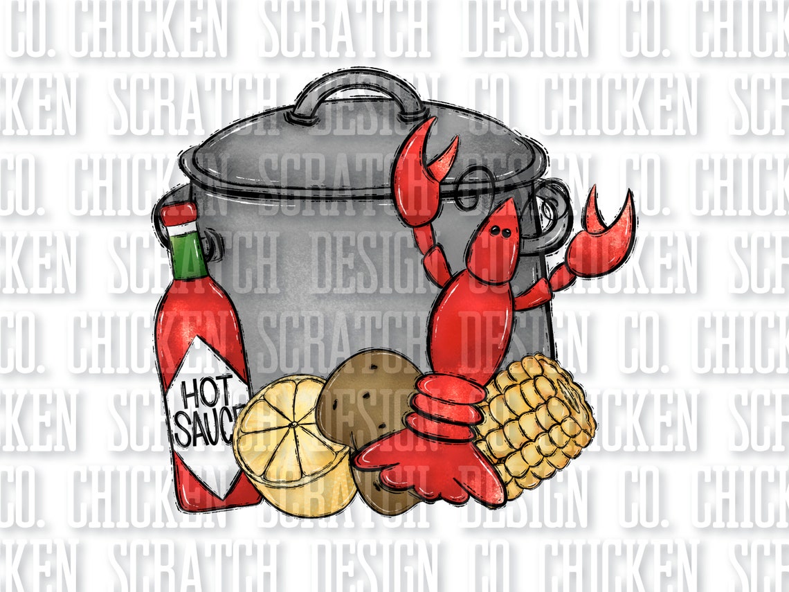 Crawfish Boiling Pot Sublimation DTF PNG Crawfish Season Design ...