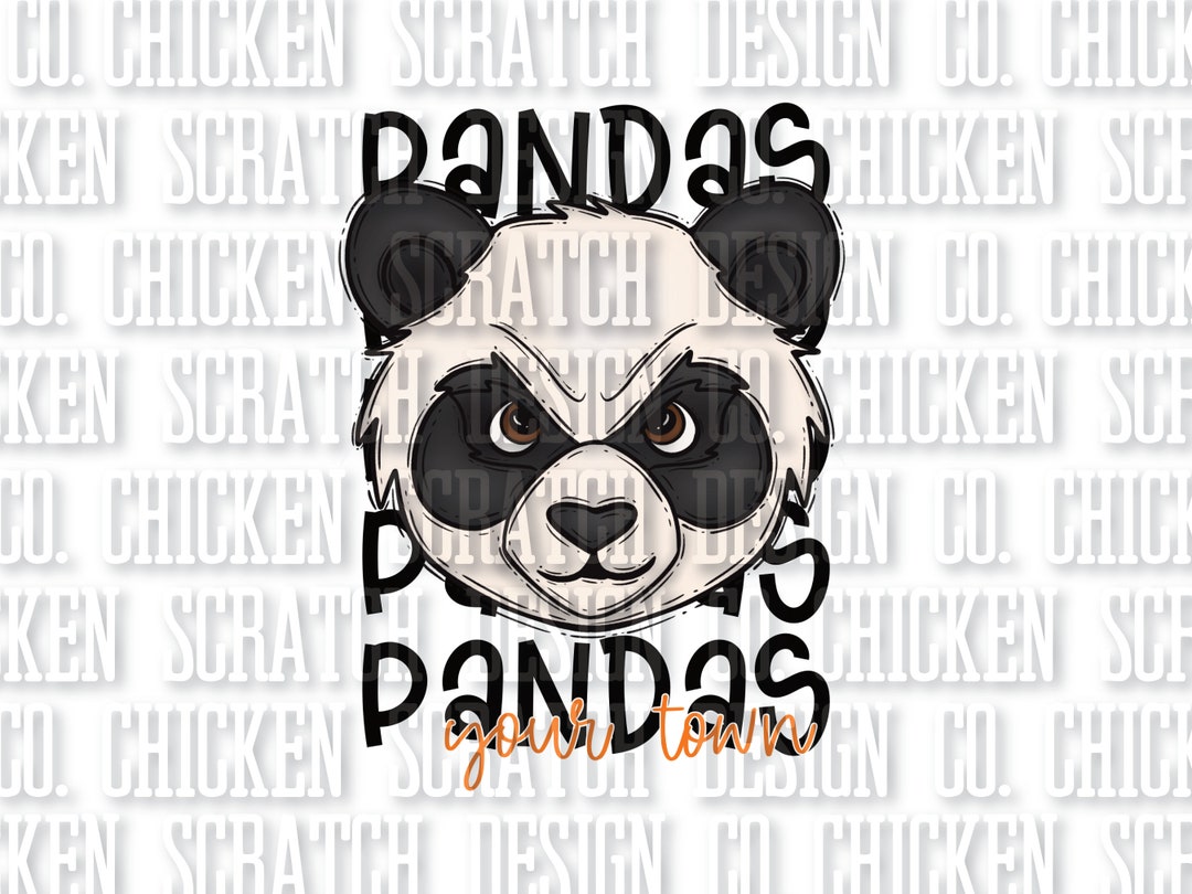 CUSTOM Pandas Town Mascot School Spirit Sublimation DTF PNG Digital ...