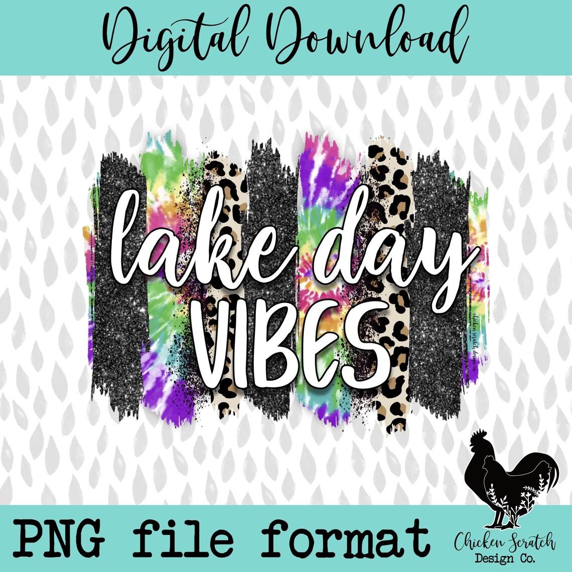 Lake Day Vibes Sublimation PNG Tie Dye Summer Lake Day Design Leopard ...