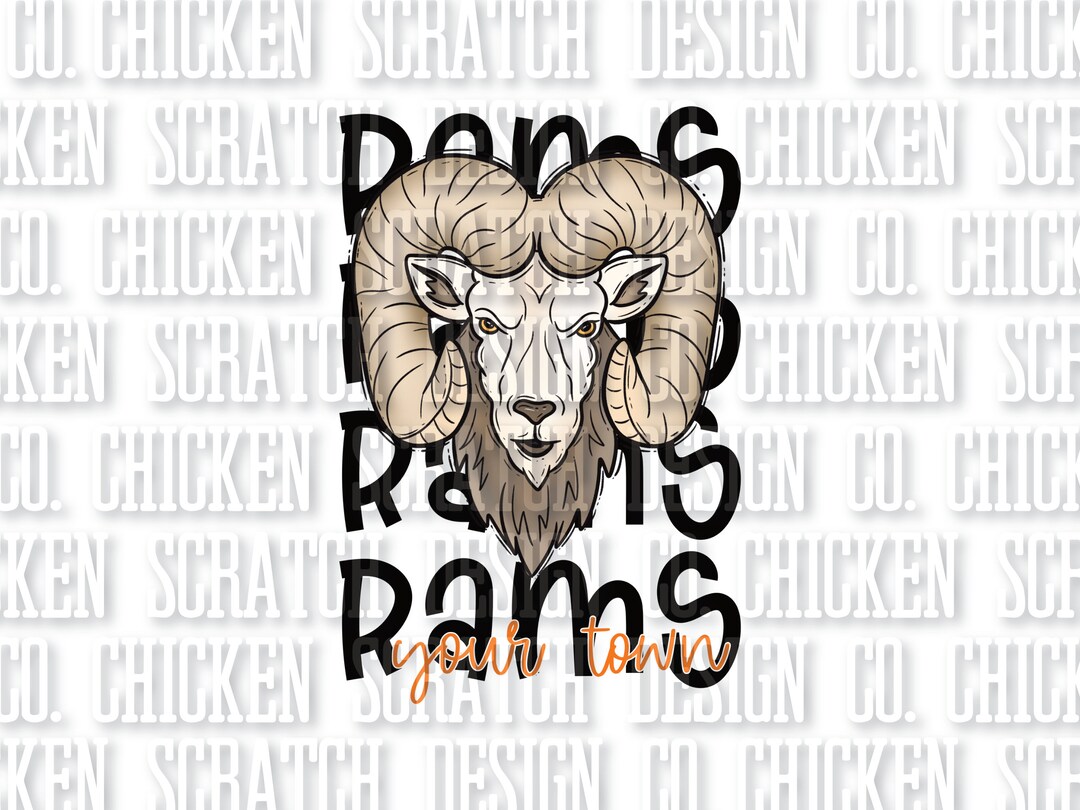 CUSTOM Rams Town Mascot School Spirit Sublimation DTF PNG Digital ...