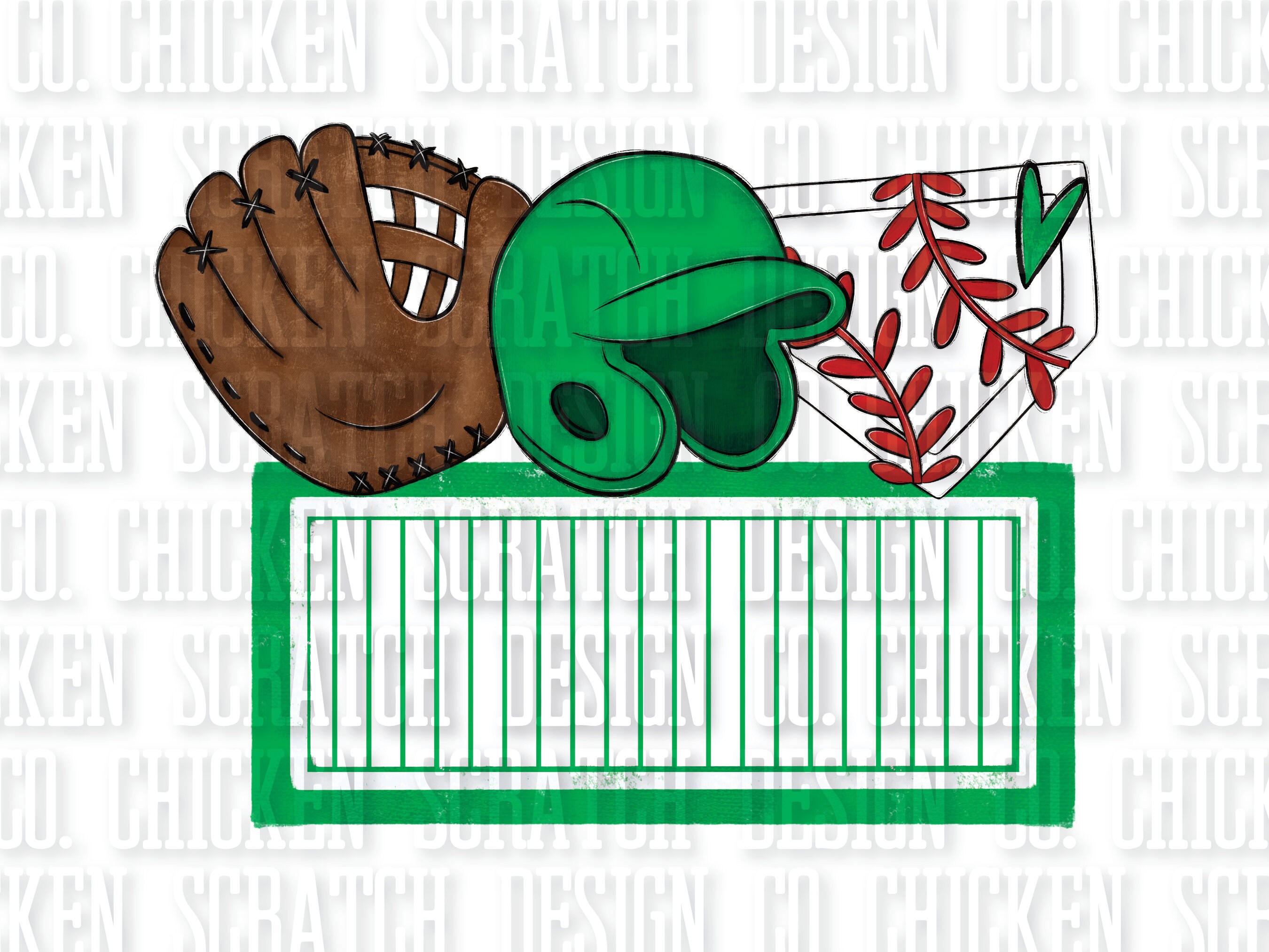 Green Baseball Name Plate Sublimation PNG Baseball Trio Name Border ...