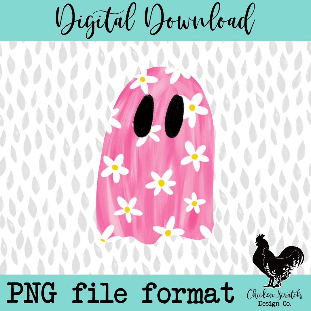 Pink Cute Flower Ghost Watercolor Bright Painted Preppy Ghost Cute ...