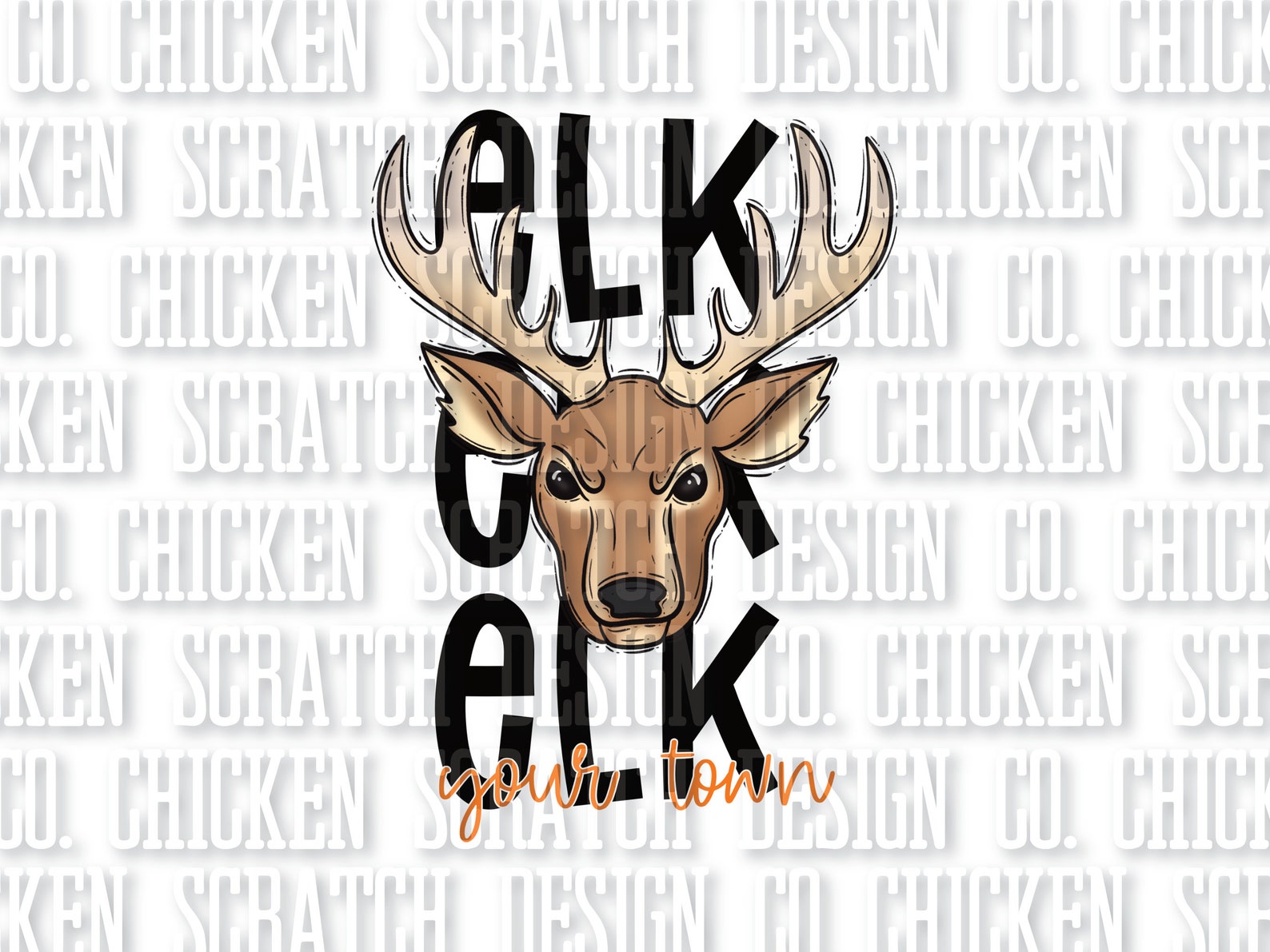 CUSTOM Elk Town Mascot School Spirit Sublimation DTF PNG Digital ...