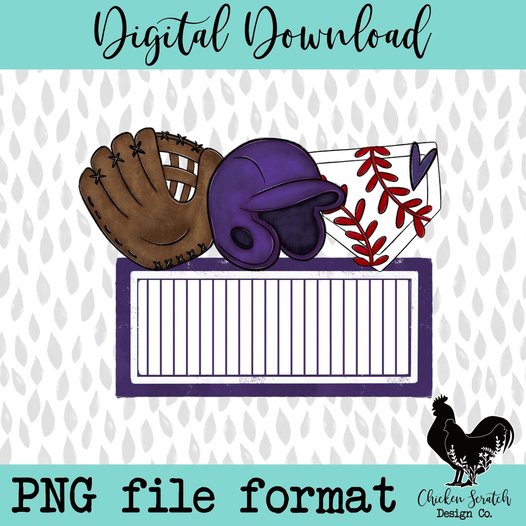 Purple Baseball Name Plate Sublimation PNG Baseball Trio Name Border ...