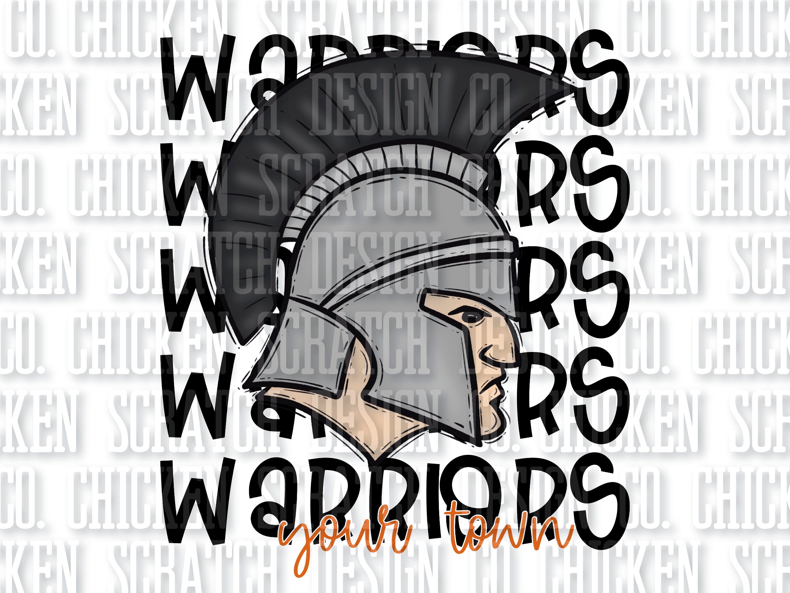 CUSTOM Warriors Town Mascot School Spirit Sublimation DTF PNG Digital ...