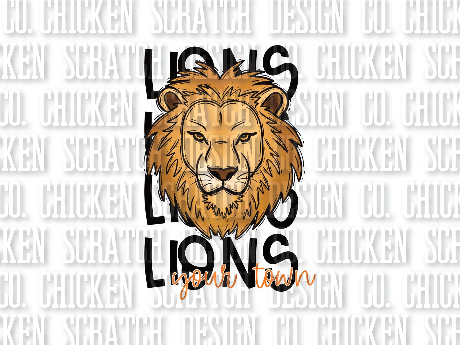 CUSTOM Lions Town Mascot School Spirit Sublimation DTF PNG Digital ...