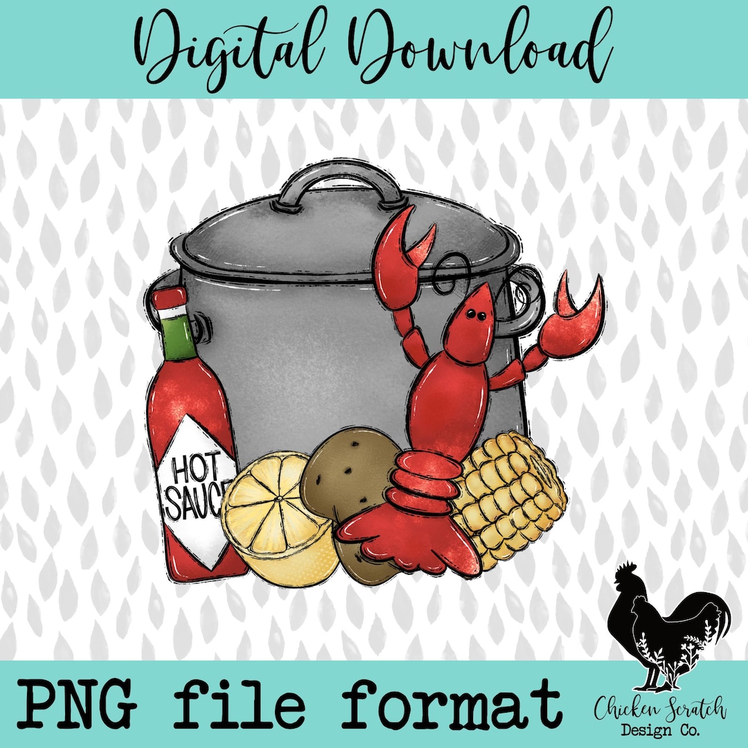 Crawfish Boiling Pot Sublimation DTF PNG Crawfish Season Design ...