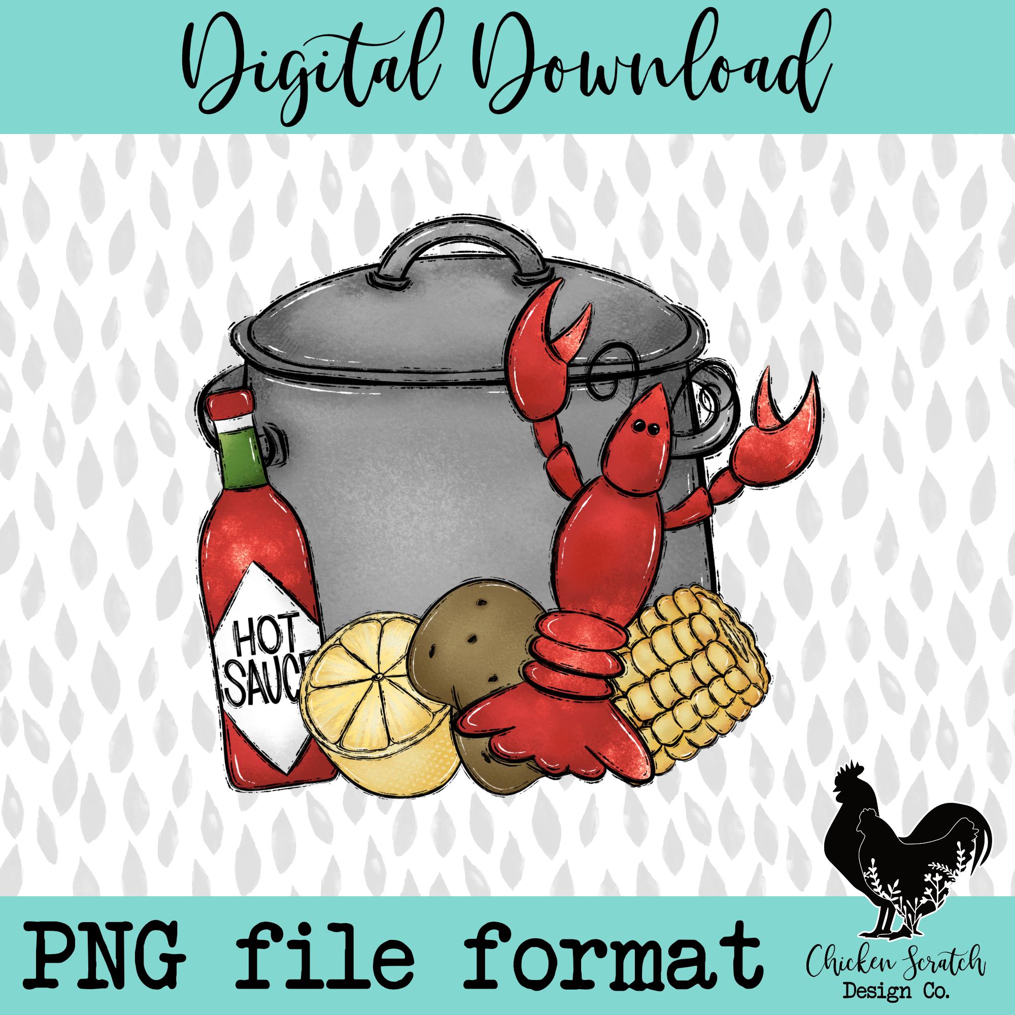 Crawfish Boiling Pot Sublimation DTF PNG Crawfish Season Design ...