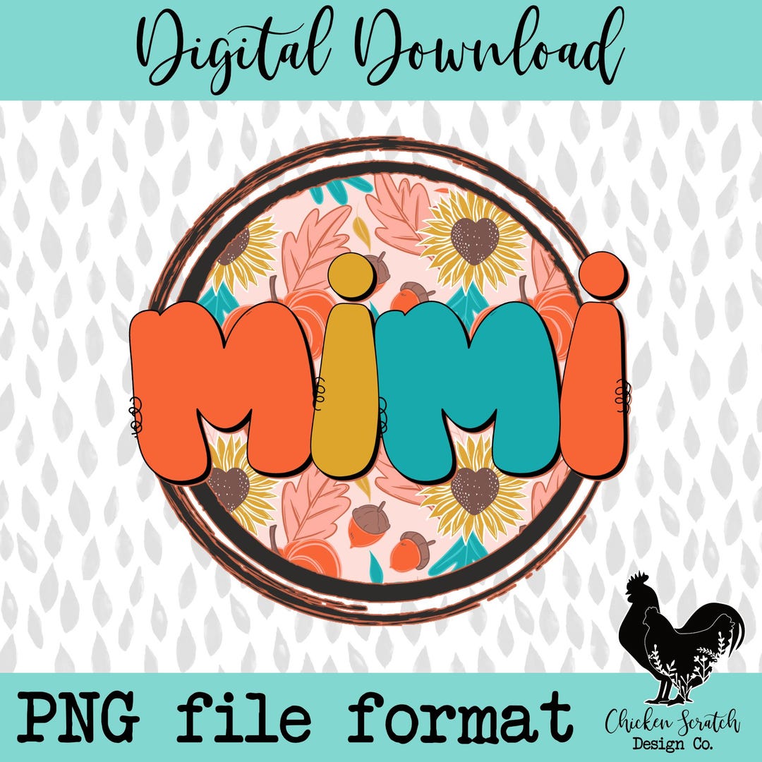 Mimi Fall Retro Pumpkin Patch Floral Shirt Design Sublimation PNG Cute ...