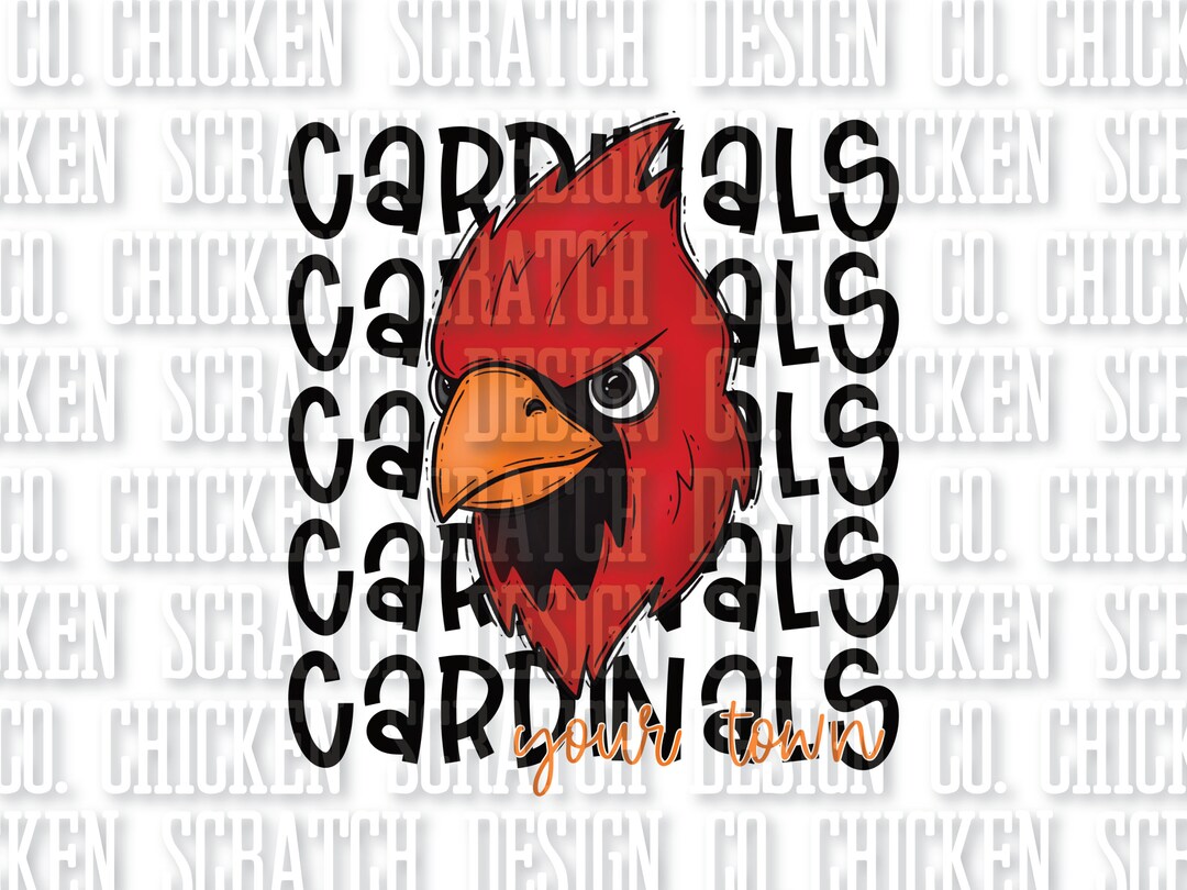 CUSTOM Cardinals Town Mascot School Spirit Sublimation DTF PNG Digital ...