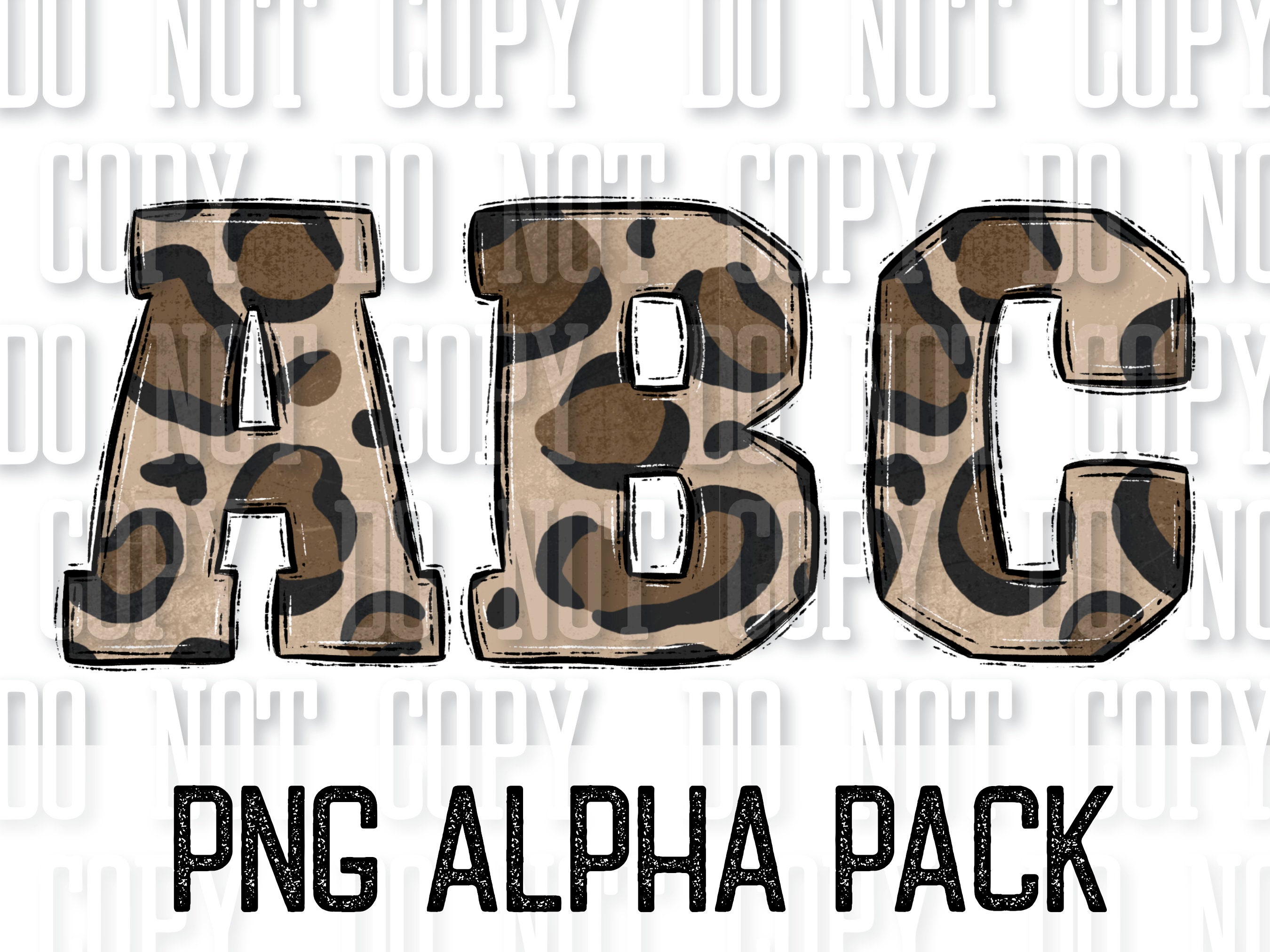 Leopard Doodle Varsity Letters Alpha Pack Sublimation DTF PNG Cute ...