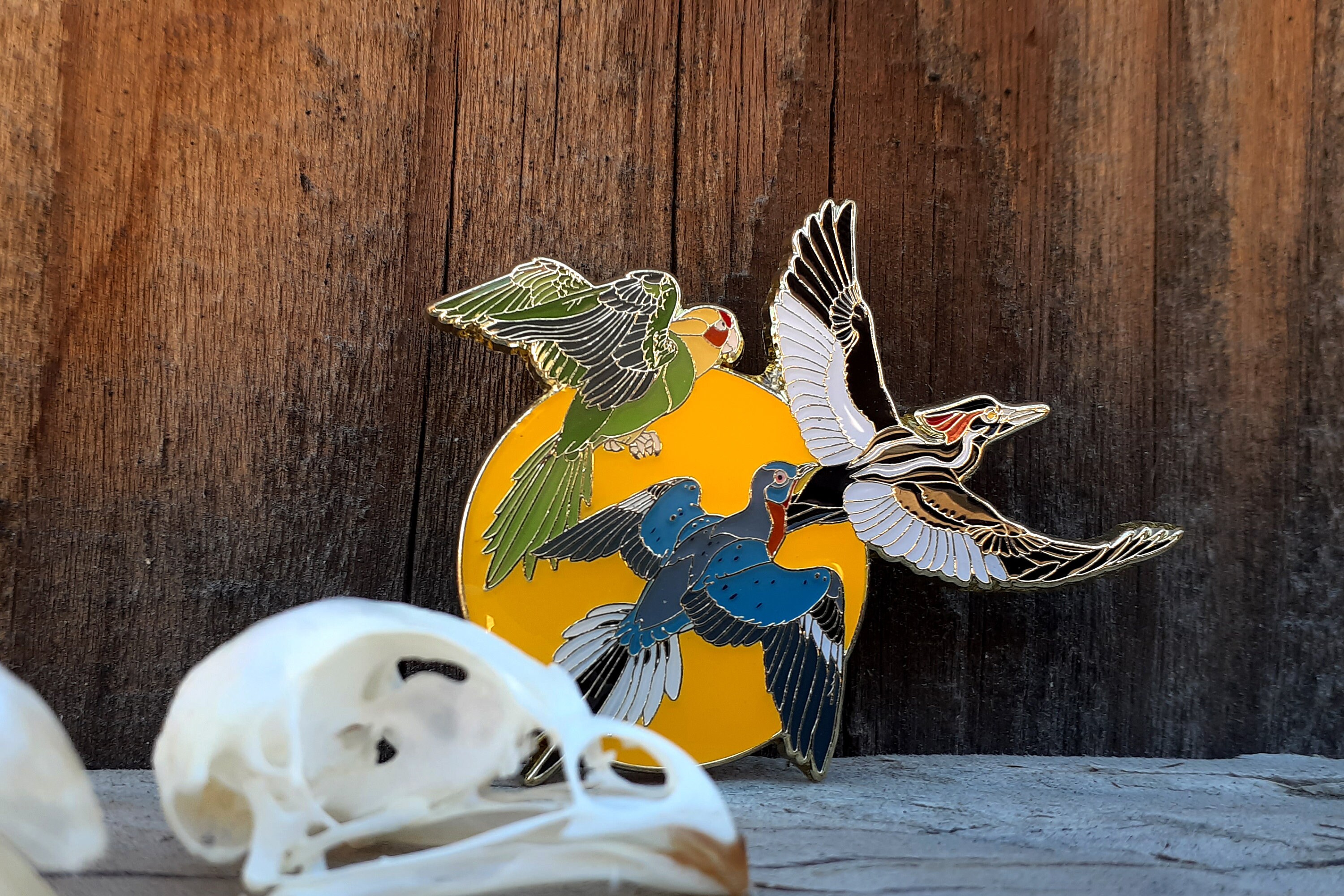 Sunset Enamel Pin Extinct Birds Passenger Pigeon Ivory | Etsy