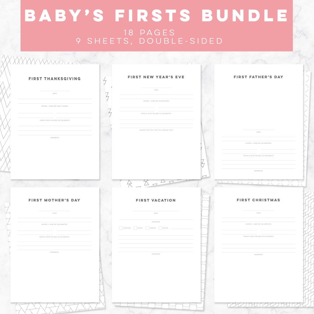BUNDLE OF FIRST Modern Baby Book Add-on Pages, Baby Memory Book, Baby's ...