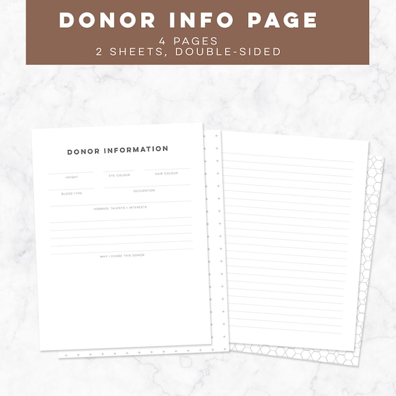 DONOR INFORMATION PAGE Modern Baby Book Baby Keepsake - Etsy