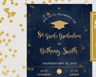 8th Grade Graduation Invitation Printable - Etsy