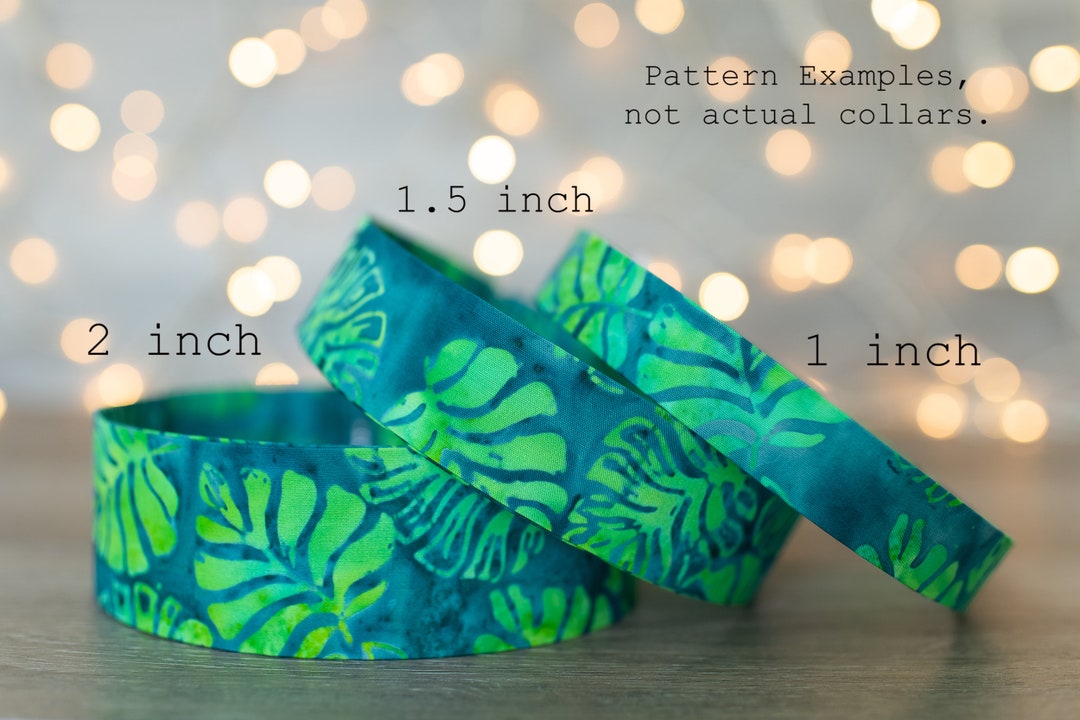 Green Monstera on Blue Batik (matching Bow-ties and Leashes Available ...