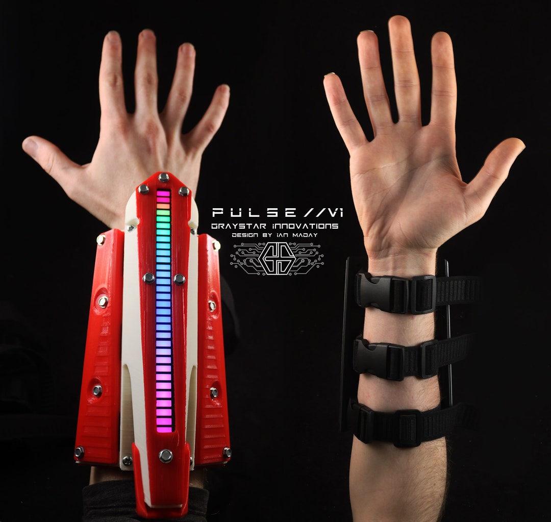 PULSE//V1 Sound Reactive LED Cyberpunk Gauntlets bracer Variant medic ...