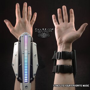 PULSE//V2:NANO Sound Reactive LED Cyberpunk Gauntlets bracer Variant ...