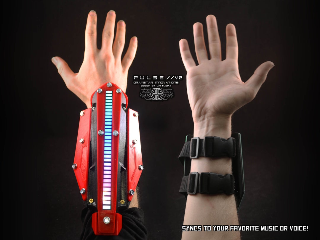 PULSE//V2:NANO Sound Reactive LED Cyberpunk Gauntlets bracer Variant ...
