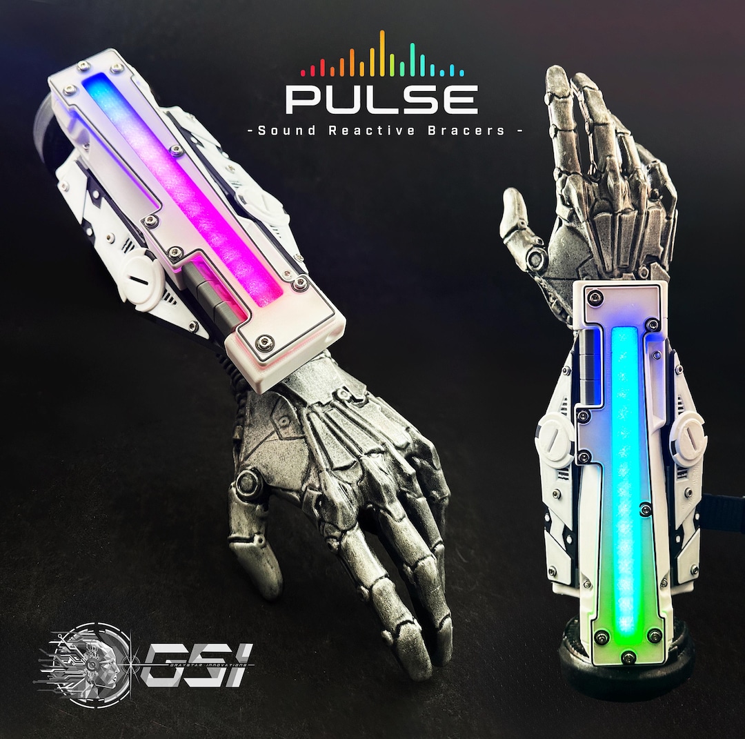 PULSE//V4 Sound Reactive LED Cyberpunk Gauntlets (bracer Variant ...