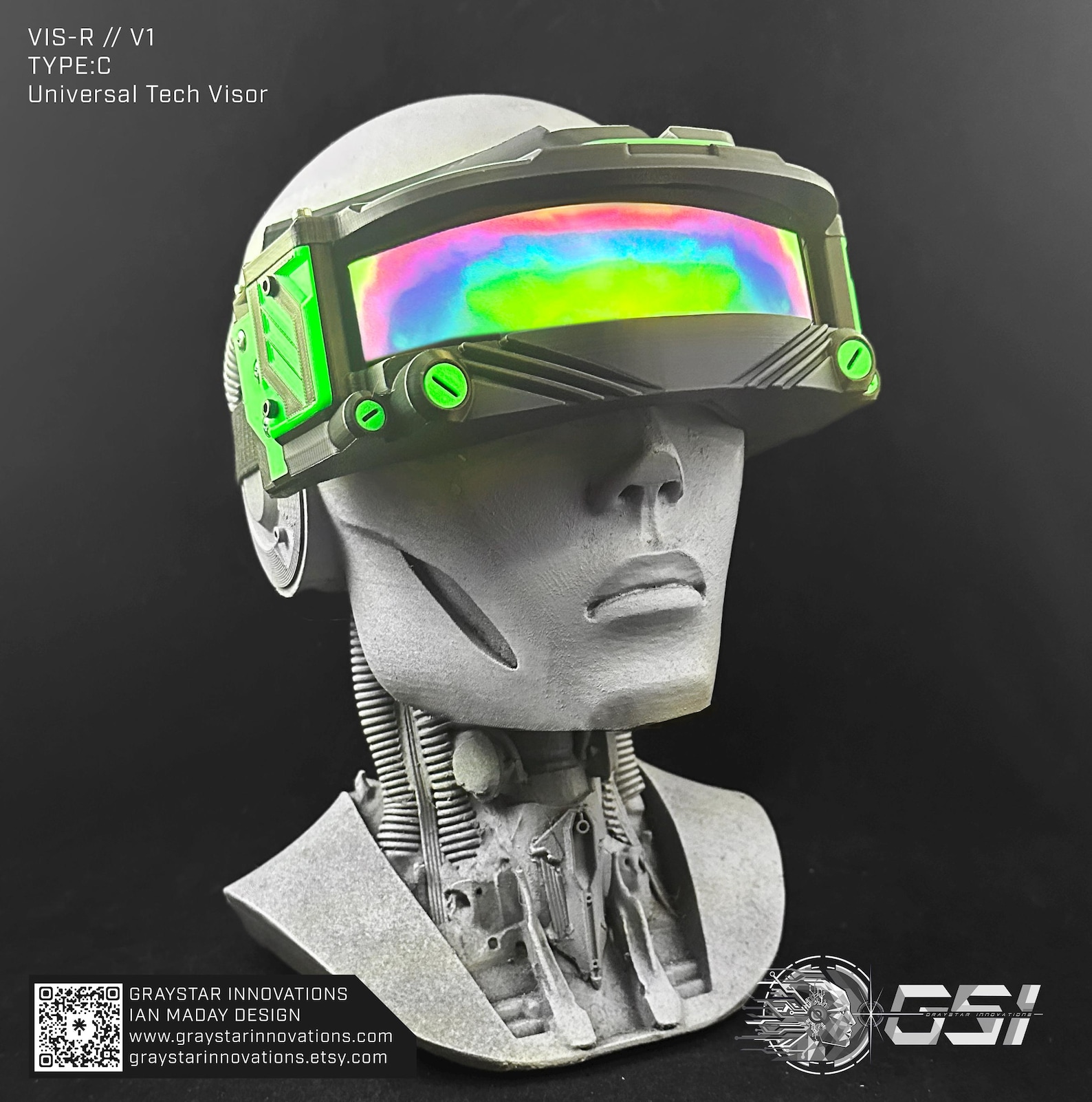 VIS-R // V1 - TYPE - C Universal Tech Goggles - "radiation Burn" Neon ...
