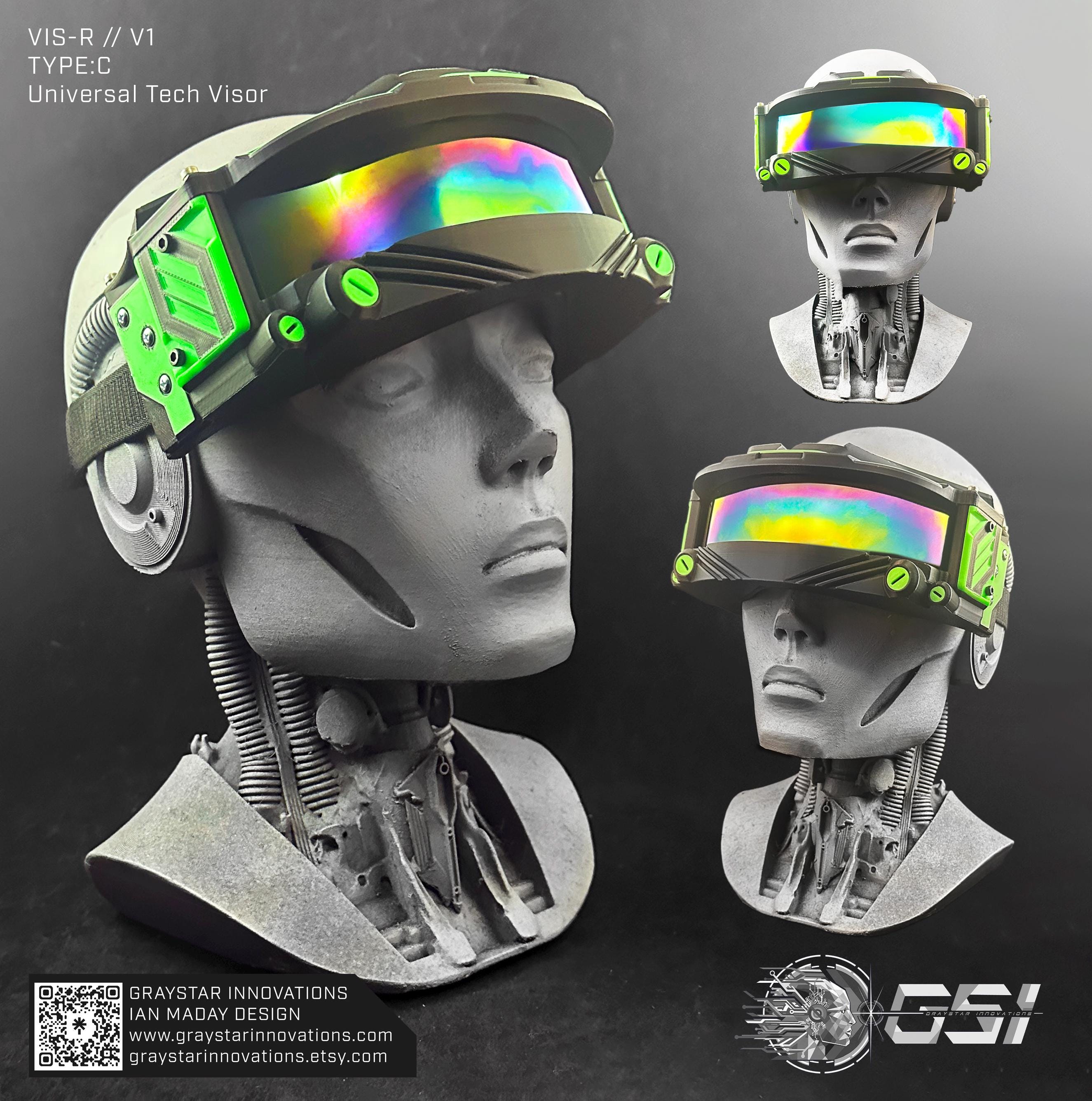 VIS-R // V1 - TYPE - C Universal Tech Goggles - "radiation Burn" Neon ...