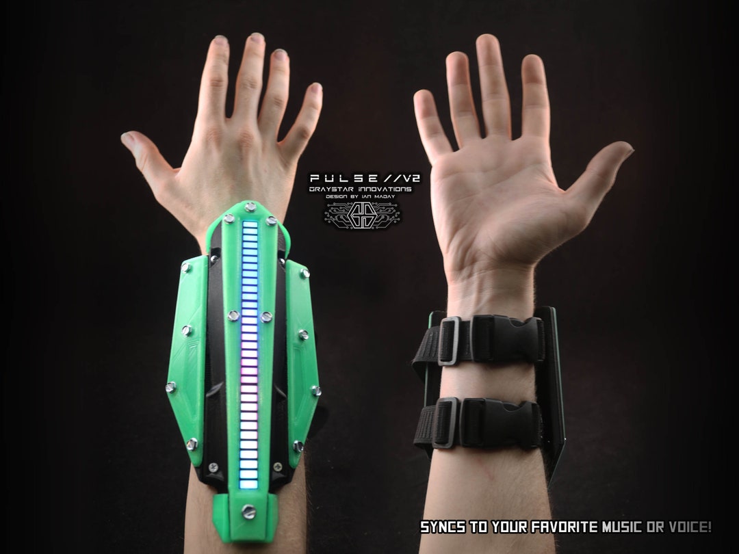 PULSE//V2:NANO Sound Reactive Cyberpunk Gauntlets bracer Variant Neon ...