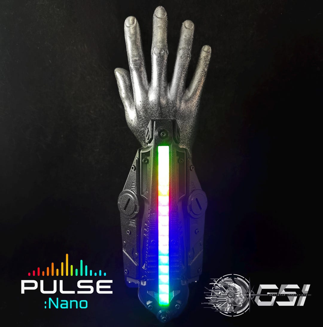 PULSE//V3:NANO Sound Reactive LED Cyberpunk Gauntlets (bracer Variant ...