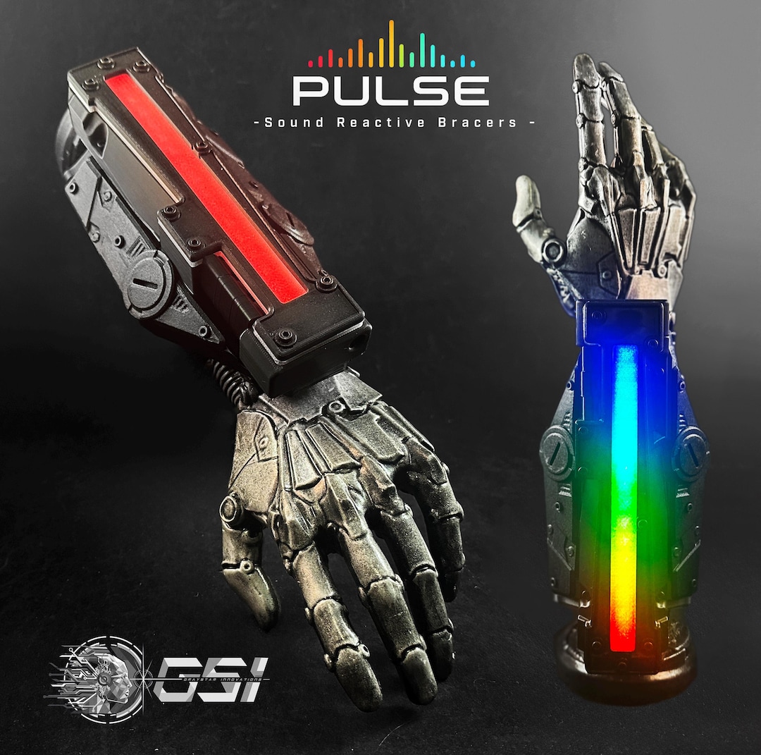 PULSE//V4 Sound Reactive LED Cyberpunk Gauntlets (bracer Variant ...