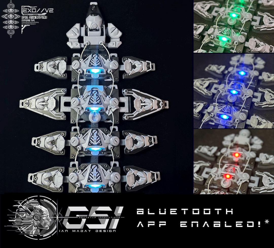 EXO // V2 LED Cybernetic Spine Armor - Bluetooth/app Enabled - Luminous Grey and Black - Etsy