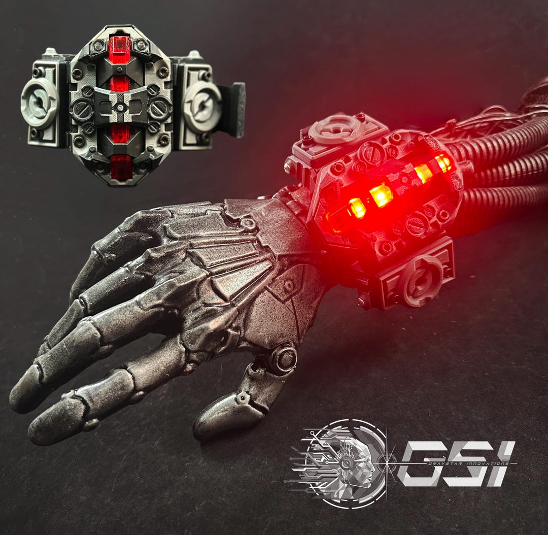 AUGMENT // V2 Cyberpunk LED Wrist Cuff - Black and Grey (RED Lighting ...