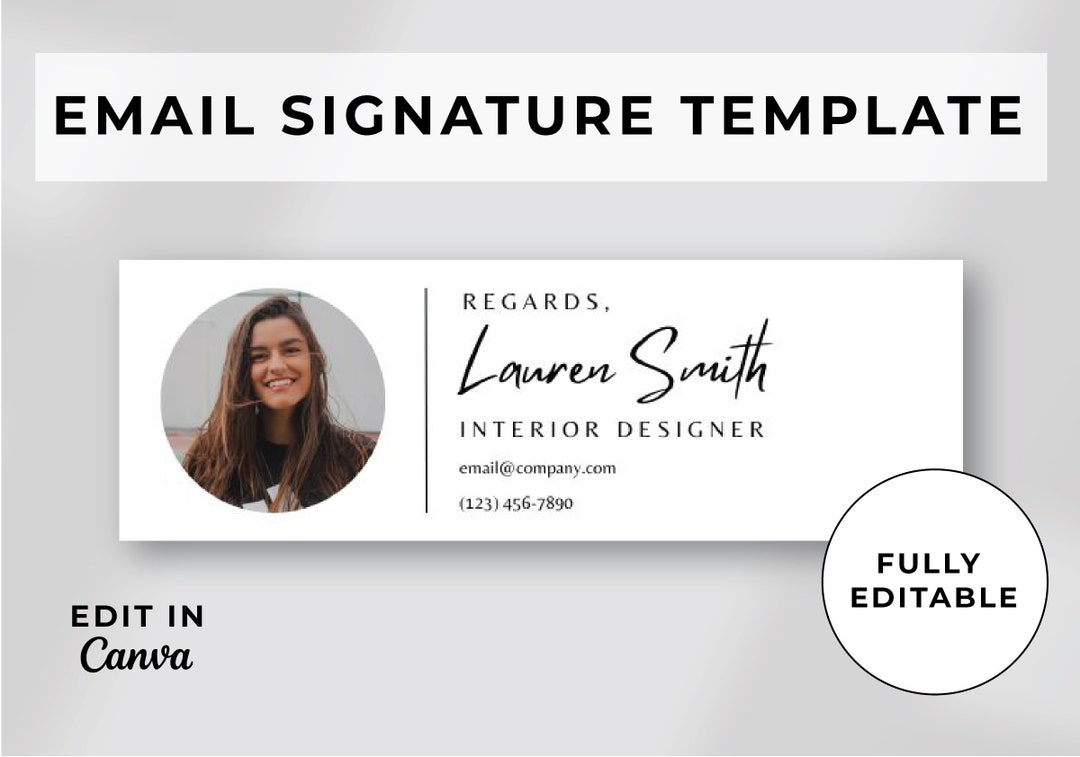 Email Signature Template With Logo & Photo, Editable Canva Signature ...
