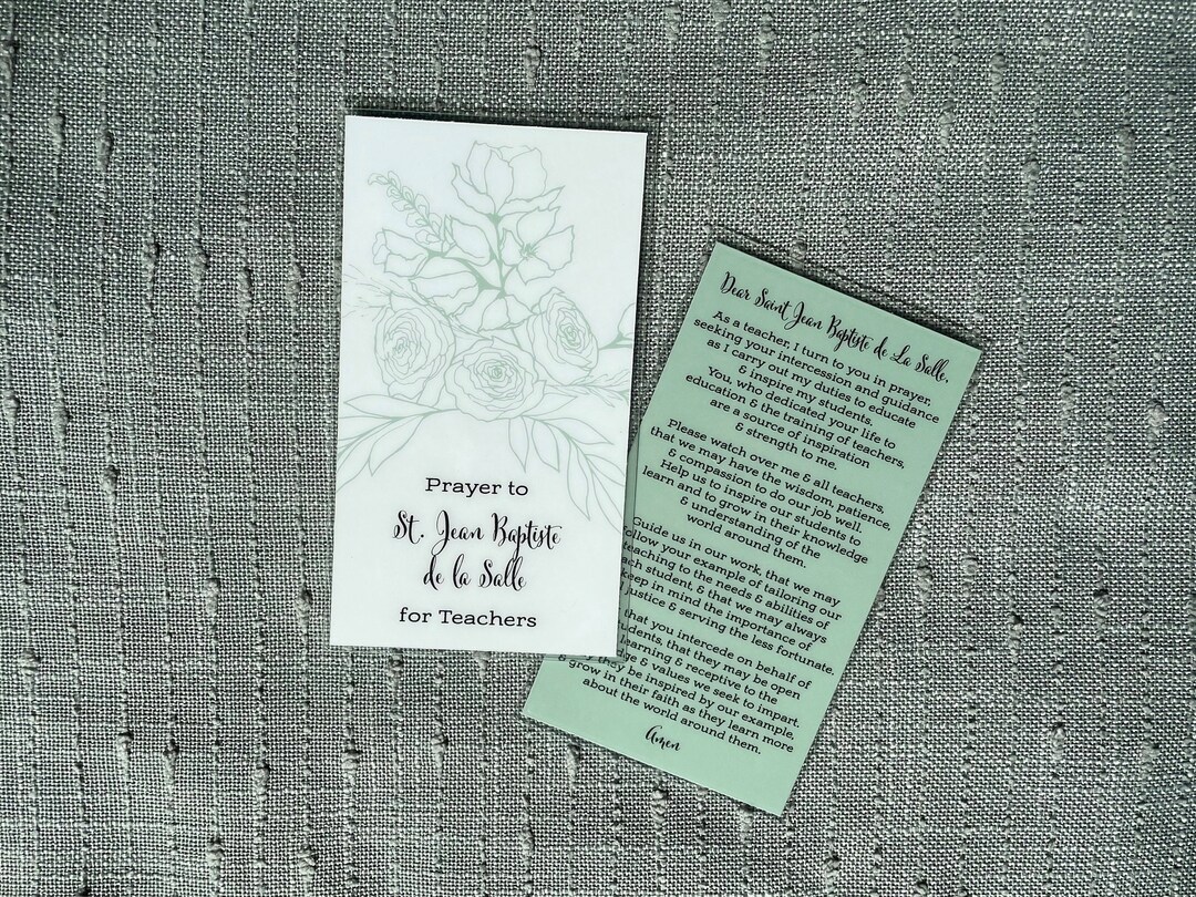 St. Jean Baptiste De La Salle Prayer for Teachers - Wallet Size Prayer ...