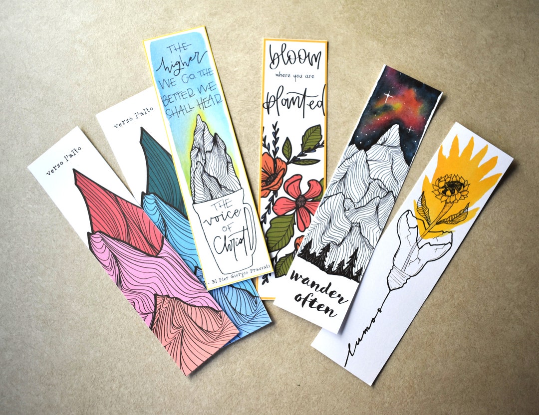 Adventure Bookmarks Nature Inspired Mountains Flowers - Etsy
