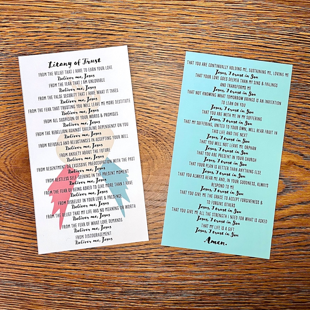 Litany of Trust - Wallet Size Prayer Card - BULK OPTIONS - Etsy