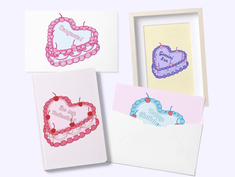 Custom Heart Cake Editable Canva Template - Etsy