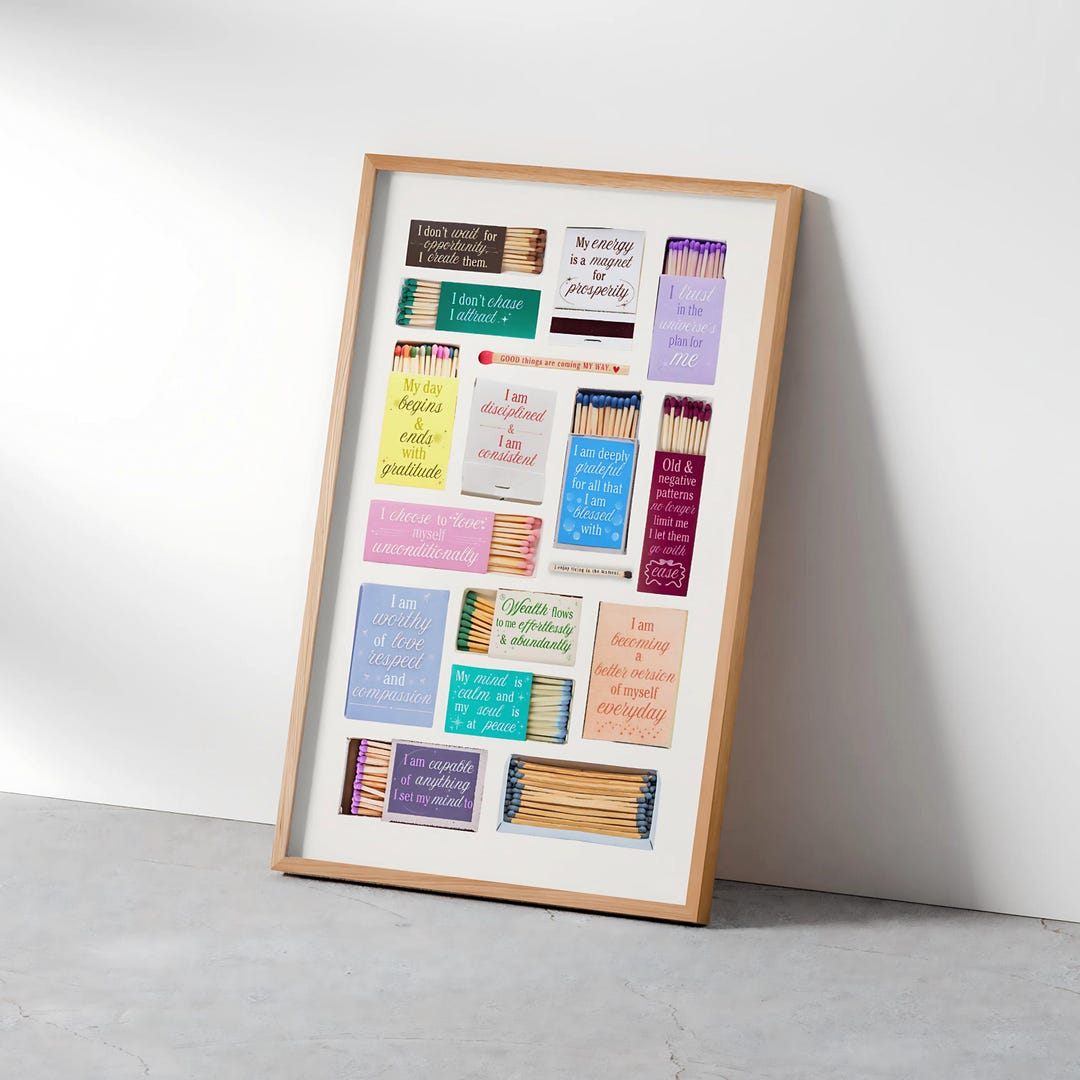 Matchbox Affirmations Art Print - Digital Download, Motivational Quotes ...