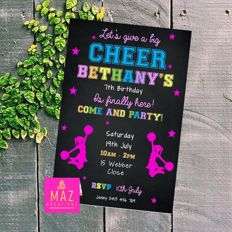 Cheerleading Birthday Invitation - Etsy